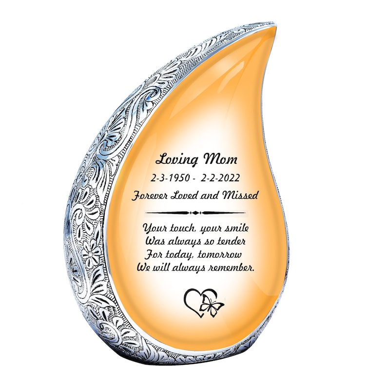 Teardrop Urn Orange for Human Ashes, Cremation Urn, Urn, Urn for Ashes ...