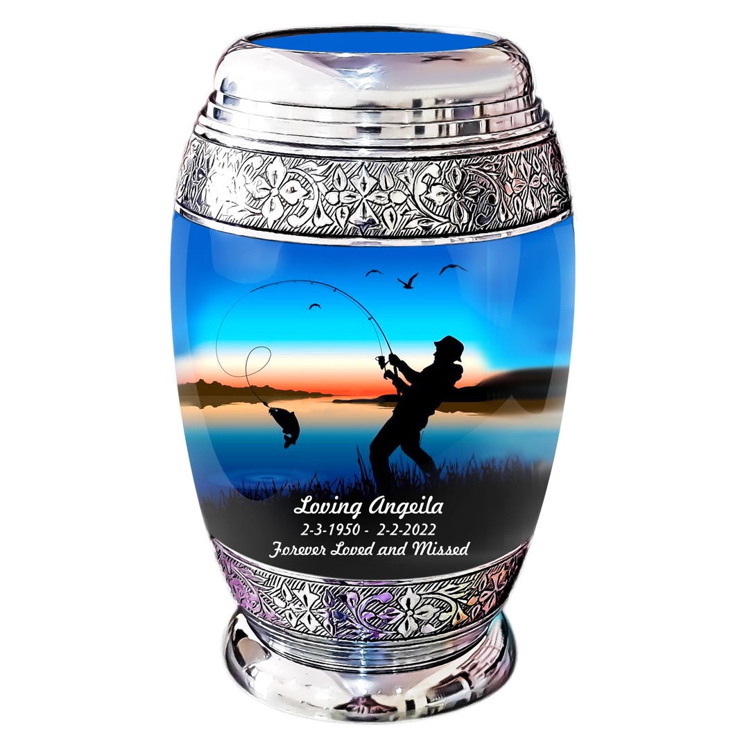 Fishing on the Lake Cremation Urn for Humans Remains 1-200 Cubic Inch ...