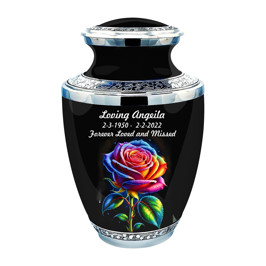 Rainbow Rose Cremate Urn for Human Ashes, Urn for Human Ashes Full Size ...