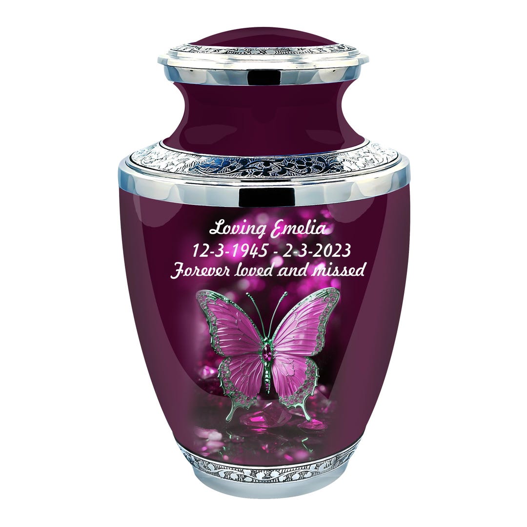 Butterfly Design Memorial Urn for Adult Human Ashes – Cremation Urn 1 ...