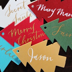 Tree-shaped Calligraphy Name Tags for Christmas Gifts, Table Settings ...