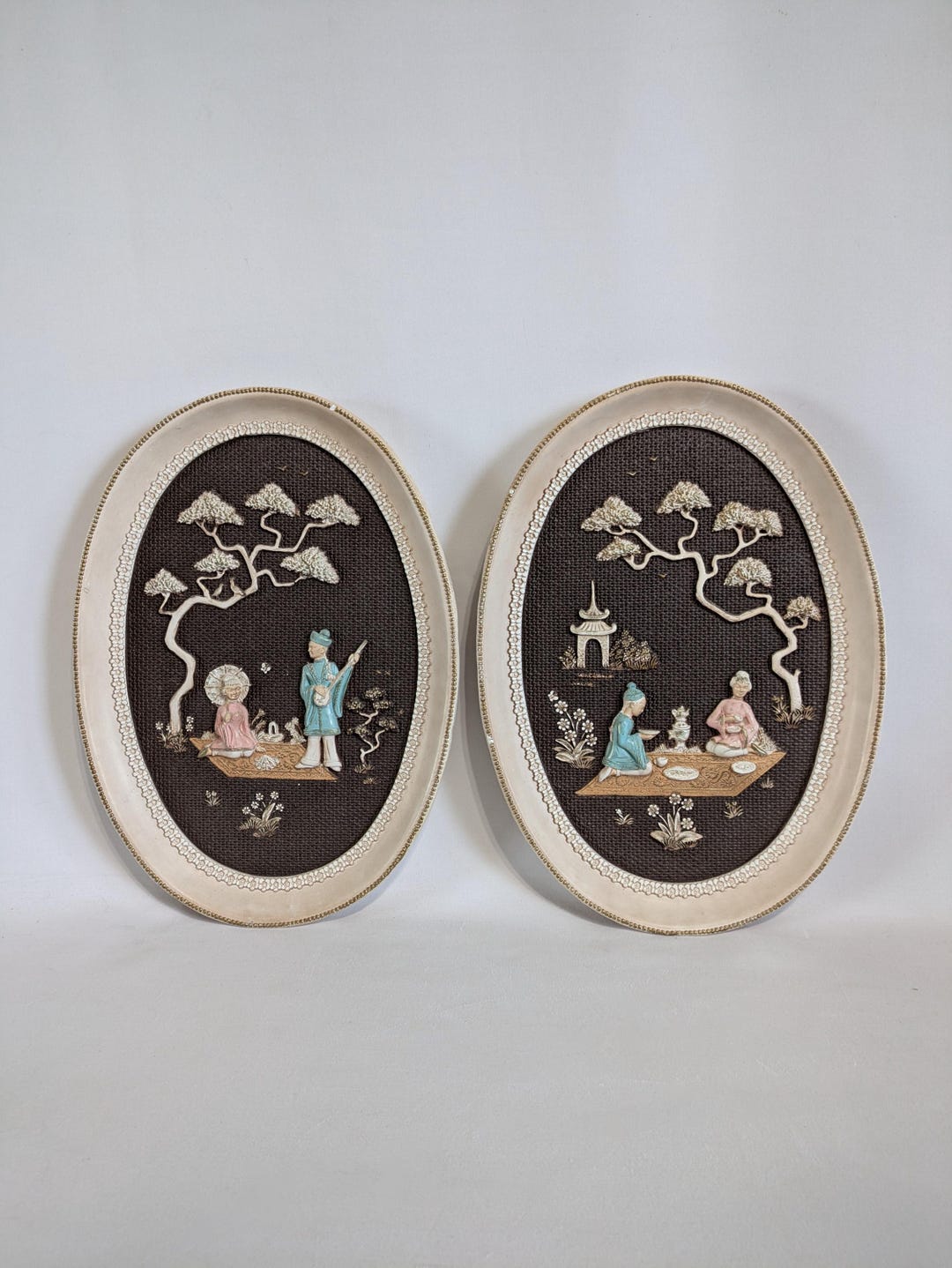 Chalkware Wall Hangings, Girotti Sculptured Floral Art, Hand Painted ...