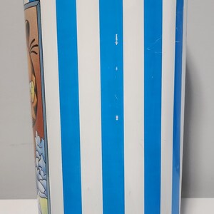 Garfield Garbage Can, Vintage, 1978, Jim Davis, Blue and White Stripes ...