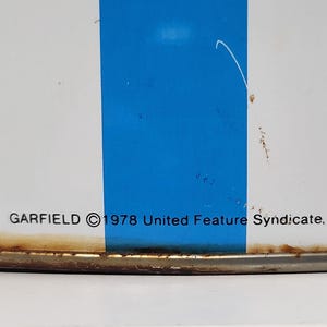 Garfield Garbage Can, Vintage, 1978, Jim Davis, Blue and White Stripes ...
