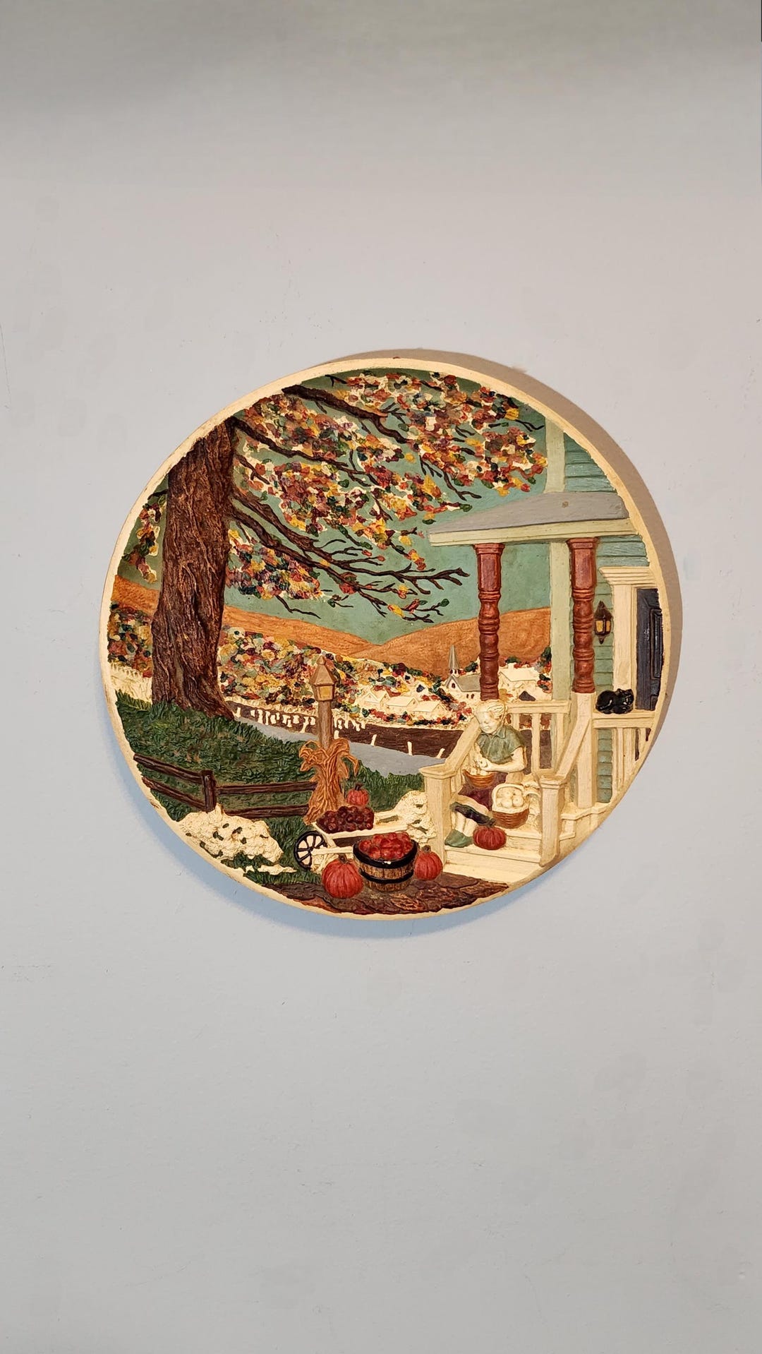 Decorative Plate. Byron Molds, Vintage, 1980, Fall Scene, Hand Painted ...
