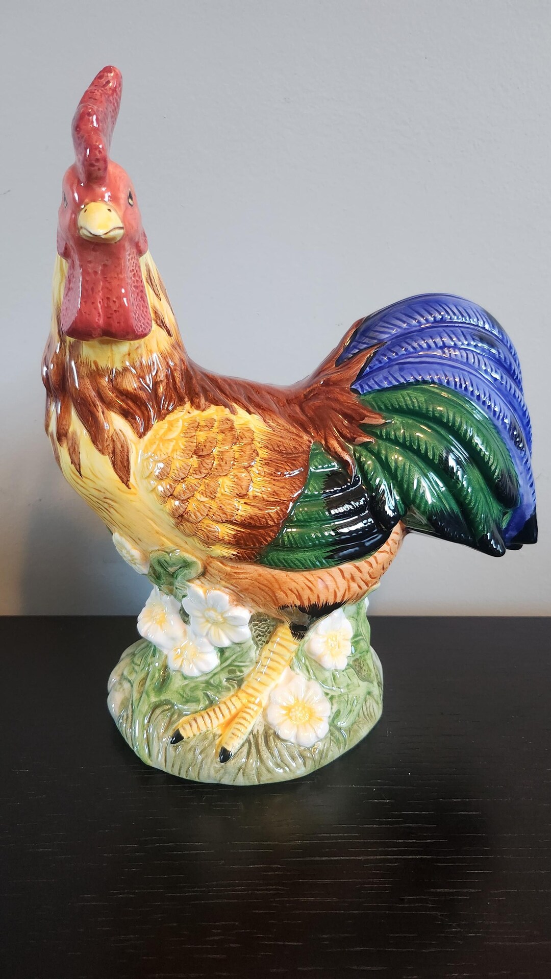 Ceramic Rooster, Vintage, Hand Painted, Glazed, Decorative, Colourful ...