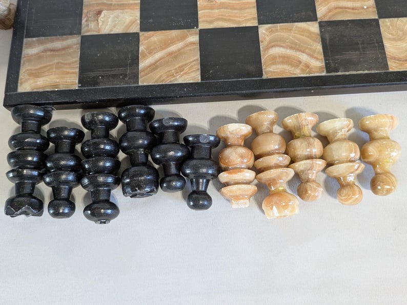 Chess Set, Granite, Hand Carved, Alabaster, Vintage, Made in Mexico - Etsy