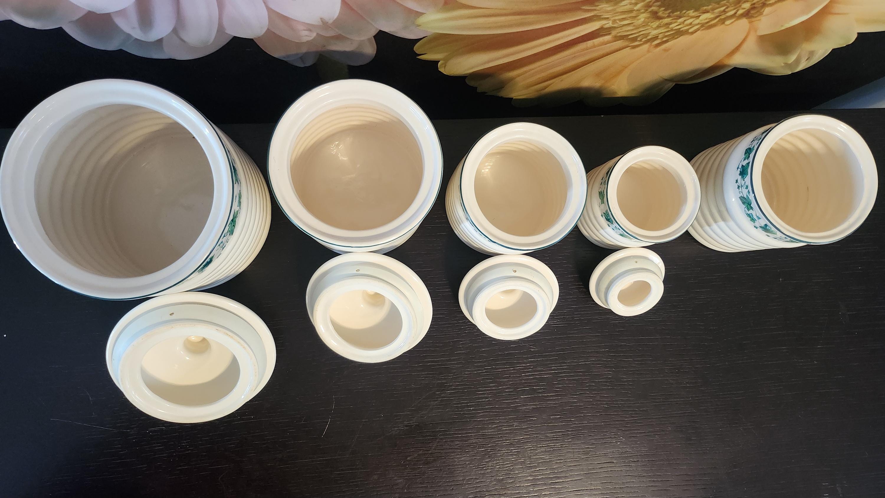 Himark Ceramic Canisters With Lids, Vintage, Made in Taiwan, 9 Piece ...
