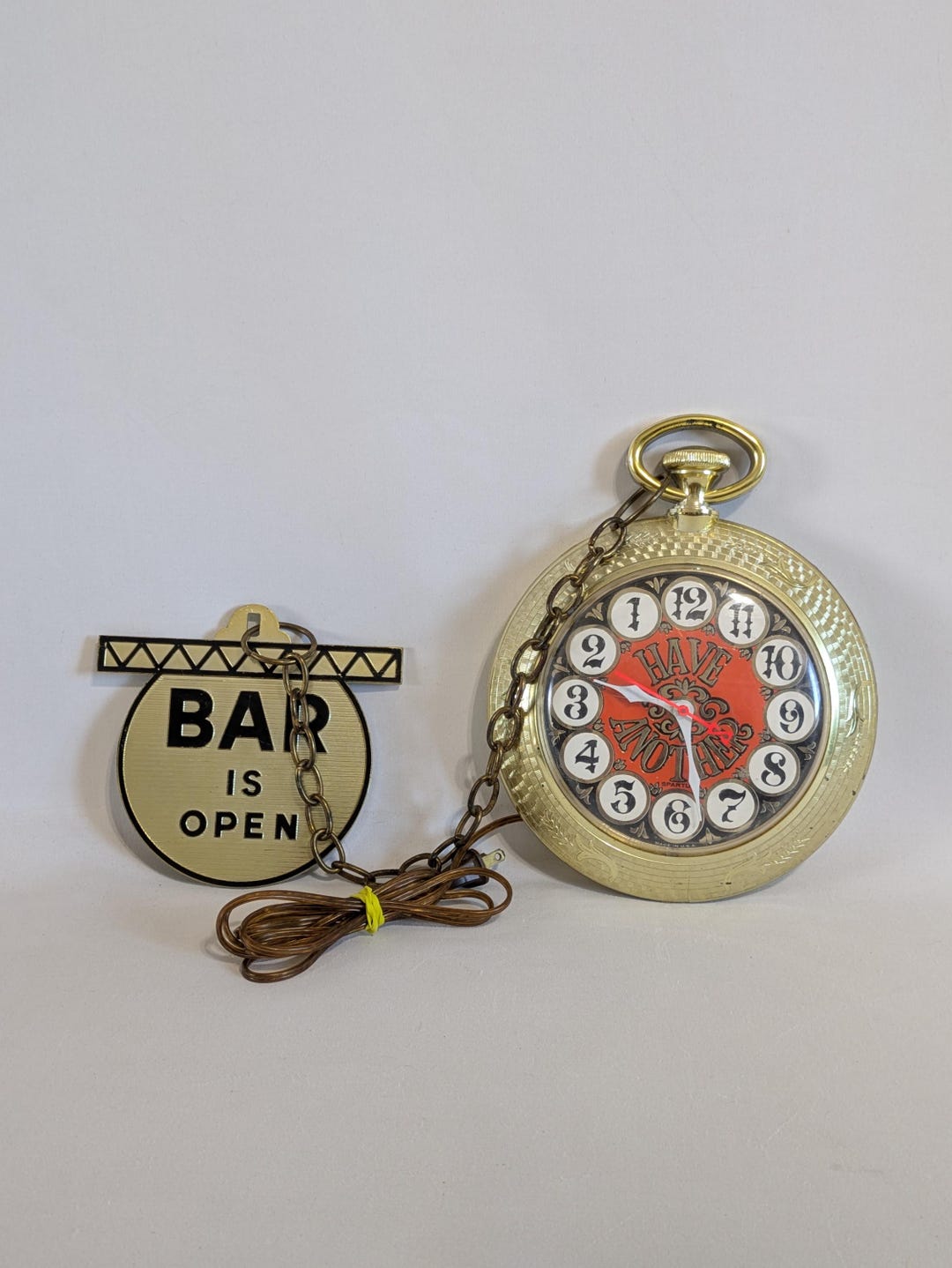Wall Clock, Spartus, Have Another, Pocket Watch, Retro, Man Cave, Bar ...