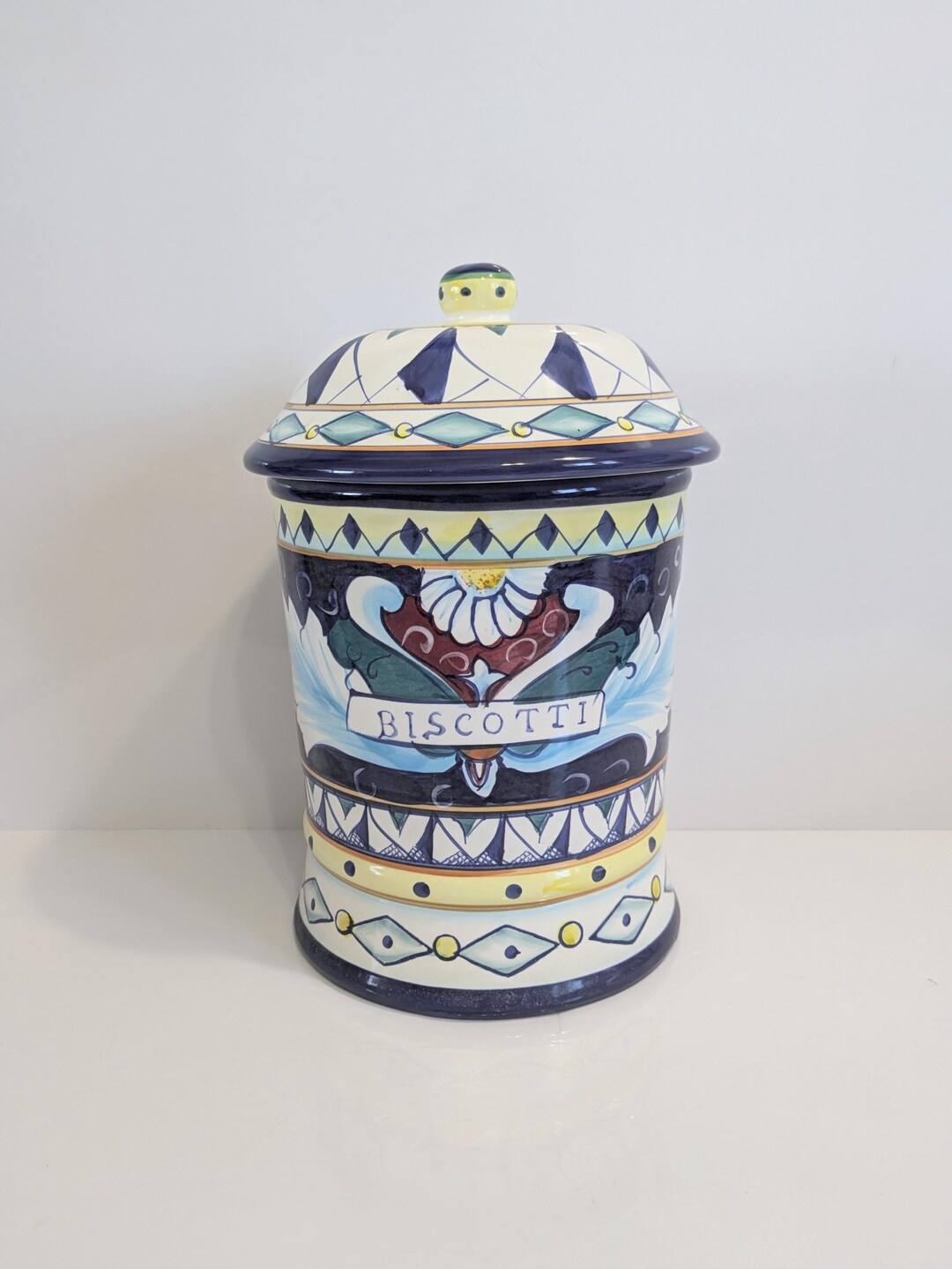 Biscotti Cookie Jar, Vintage, Italian Style, Collectible, Glazed ...
