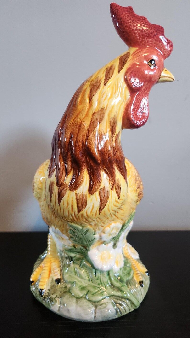 Ceramic Rooster, Vintage, Hand Painted, Glazed, Decorative, Colourful ...