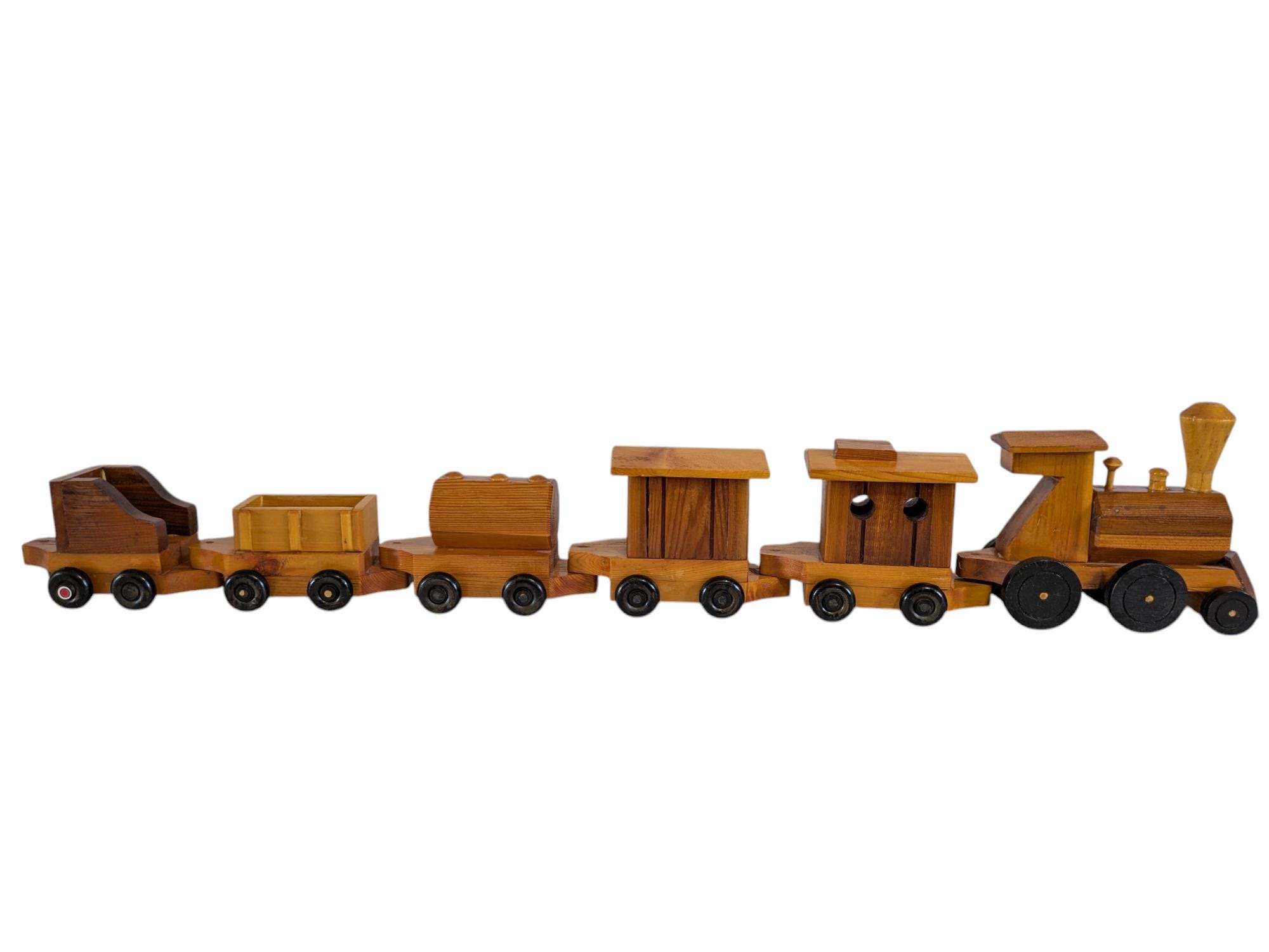 Train Set, Wood, 6 Piece, Jed's Toys, Handmade, Vintage - Etsy