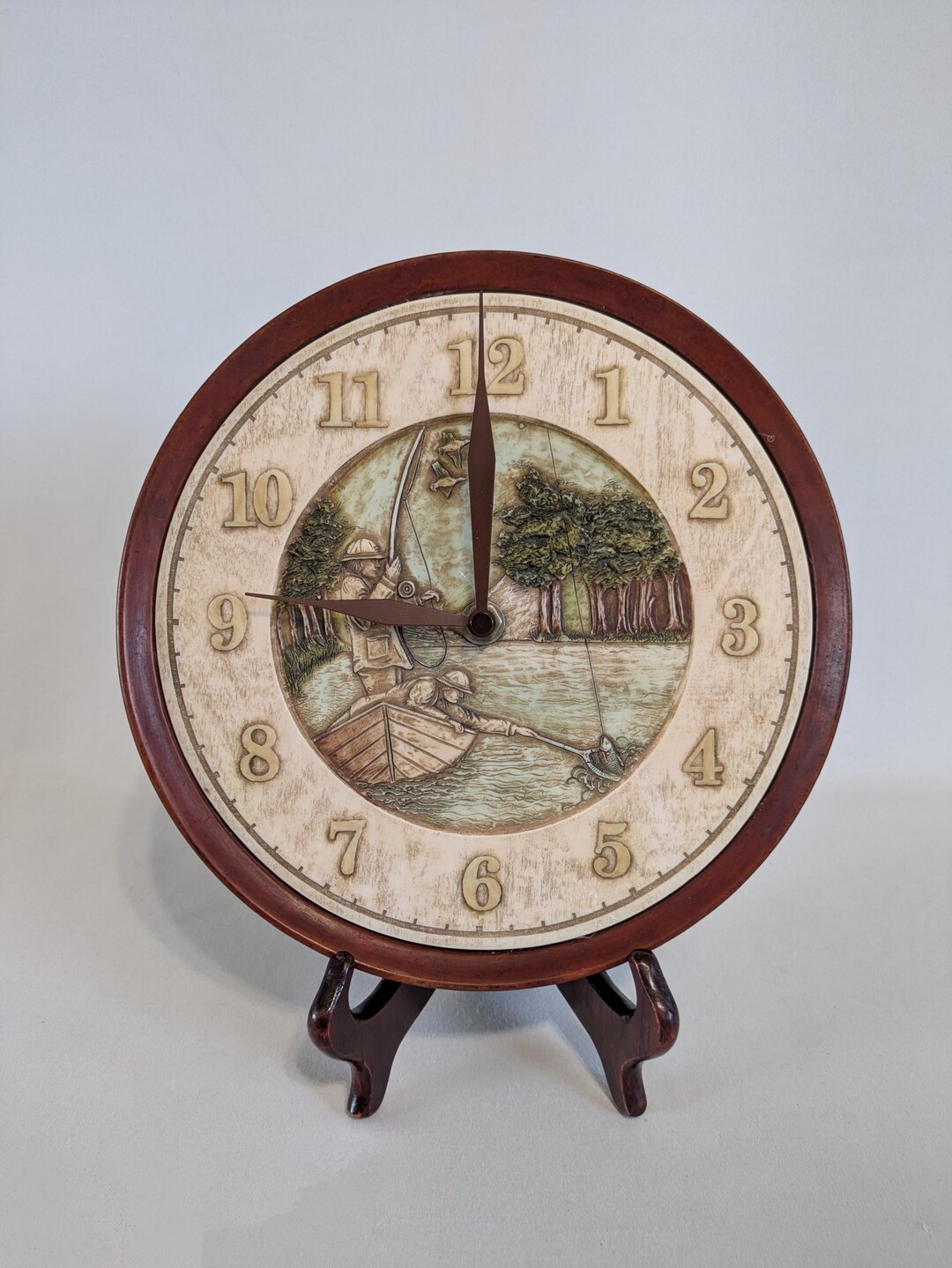 Wall Clock, Fishing Scene, Enesco, History Craft, Resin, Vintage, Made ...