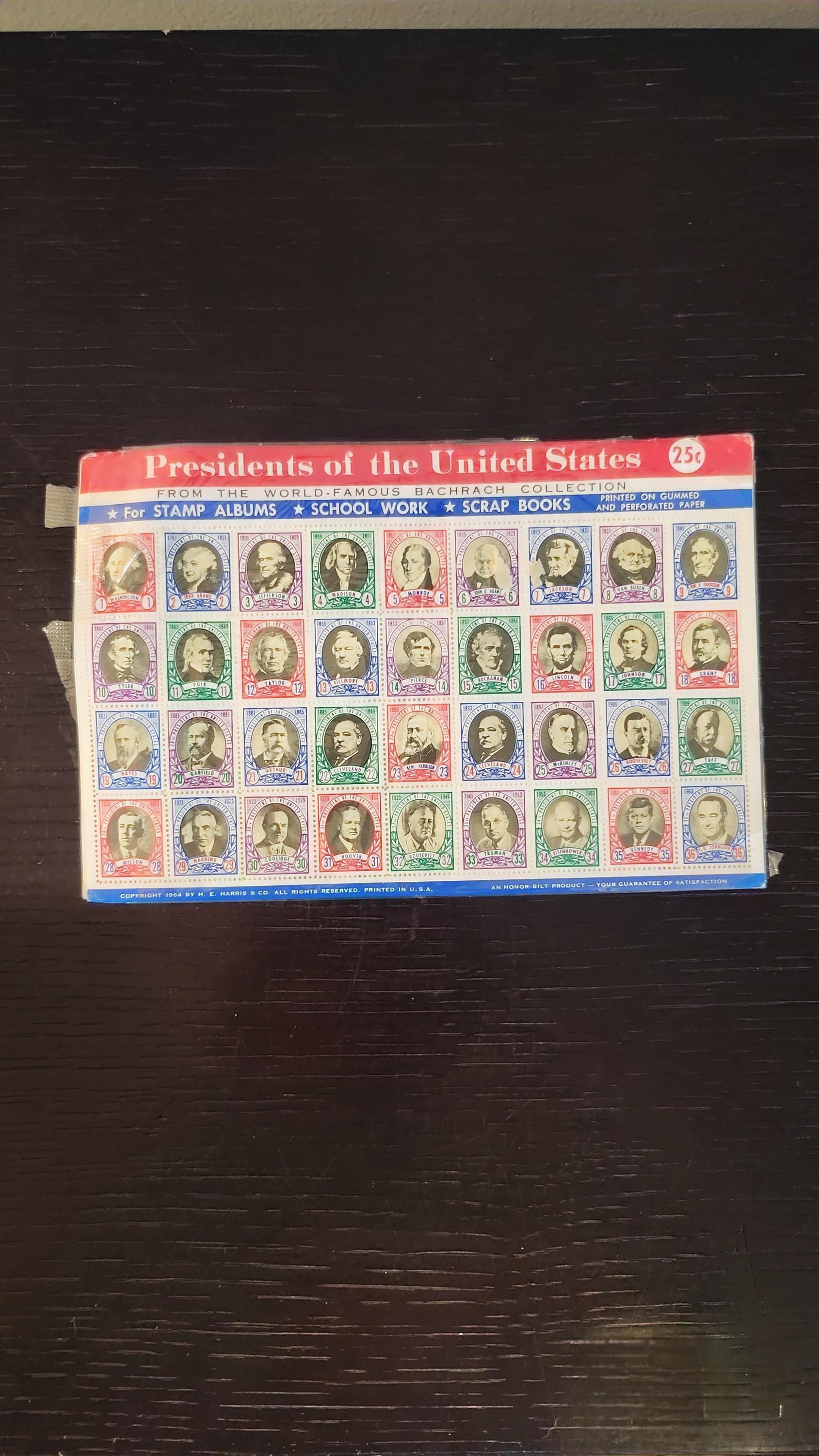 Presidents of the United States Stamp Collection. Vintage, 1960s ...