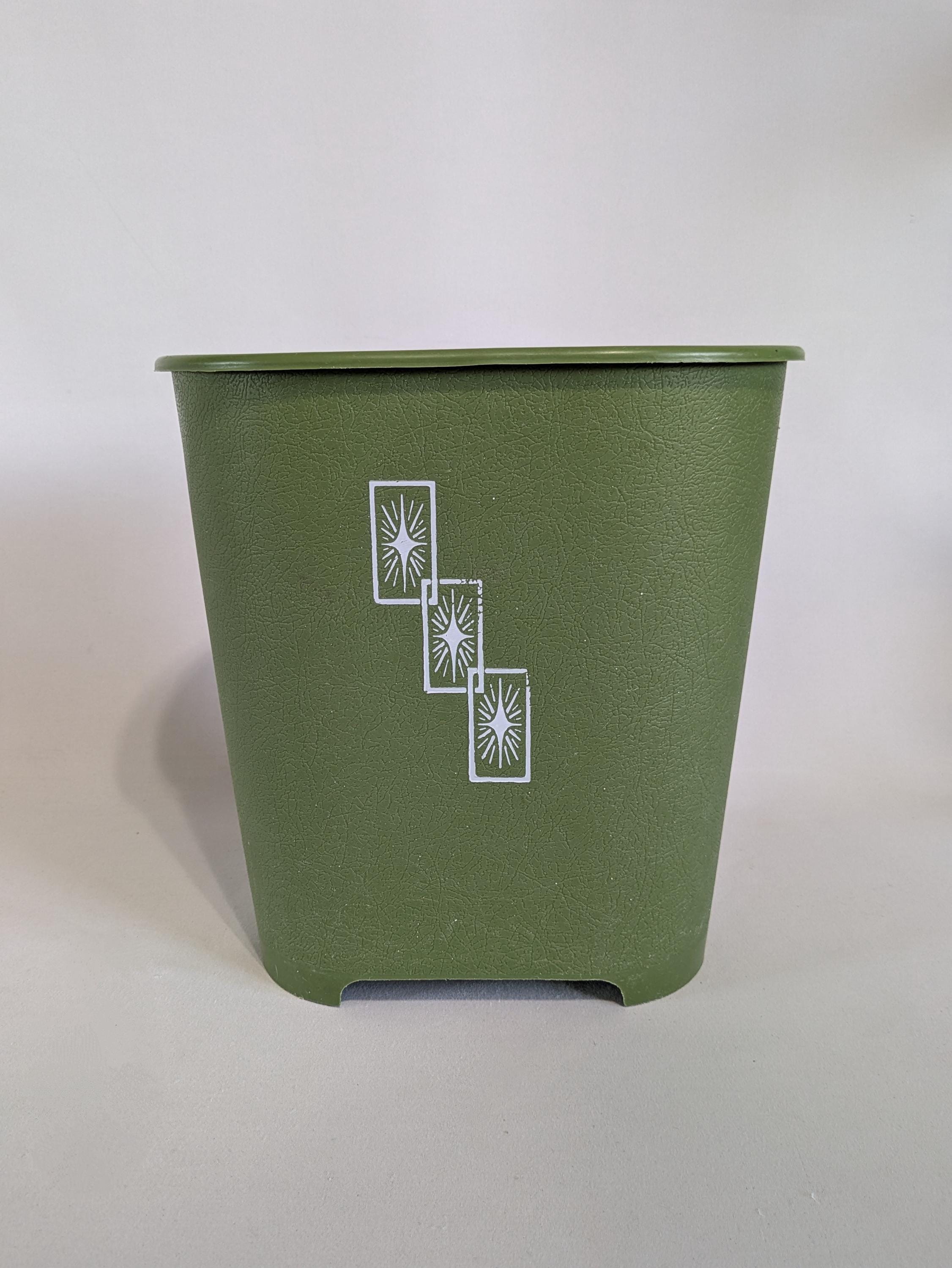 Wastebasket, Green, Atomic, Starburst, Plastic, MCM, Bathroom, Powder ...