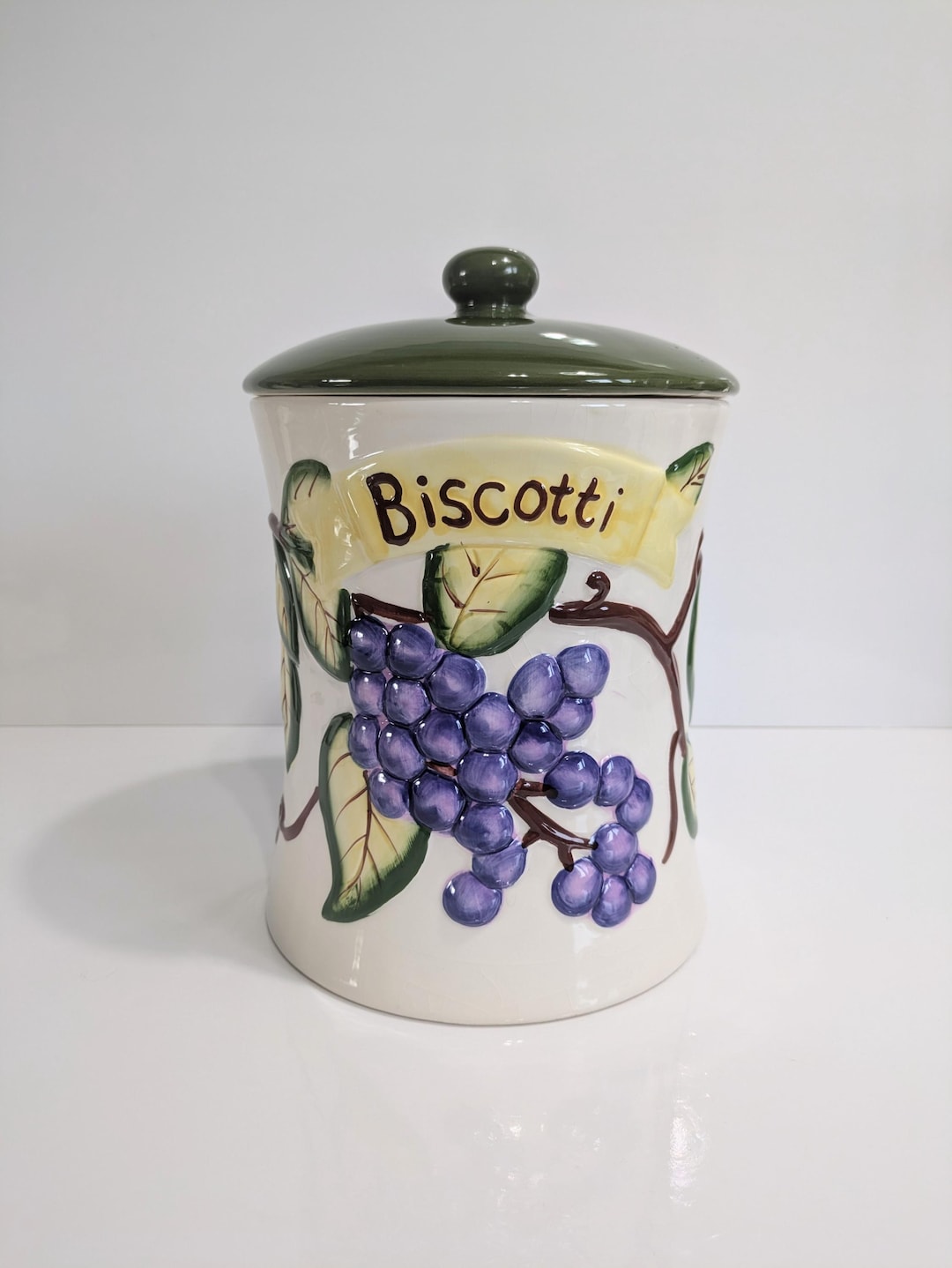 Biscotti Cookie Jar, Biscuit Jar, Vintage, Italian Style, Grapevine ...