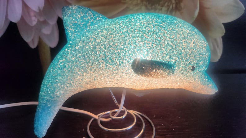 Dolphin Lamp, Vintage, Popcorn Plastic, Turquoise, 90's - Etsy