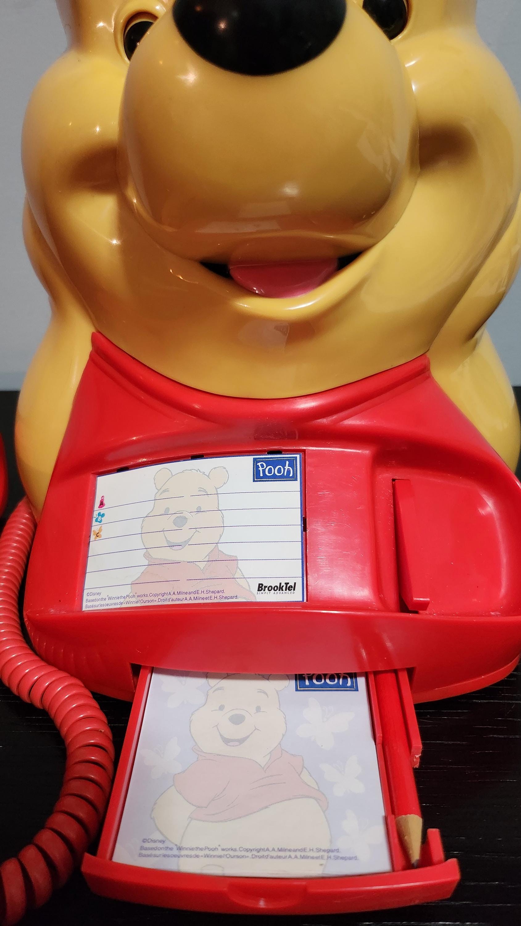 Winnie the Pooh Landline Telephone, Brooktel, Notepad, Pencil, Vintage ...