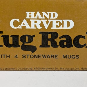 Mug Rack With Mugs, Stoneware, Hand Carved, Rustic, 4 Mugs, Coffee, Tea ...