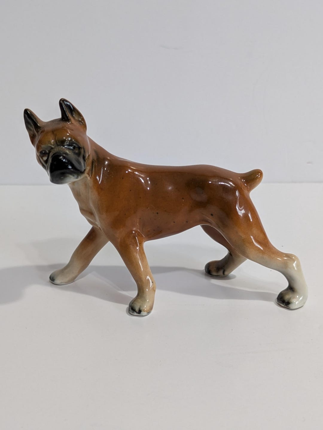 Boxer Dog Figurine, Brown, Glazed Ceramic, Hand Painted, Collectible ...
