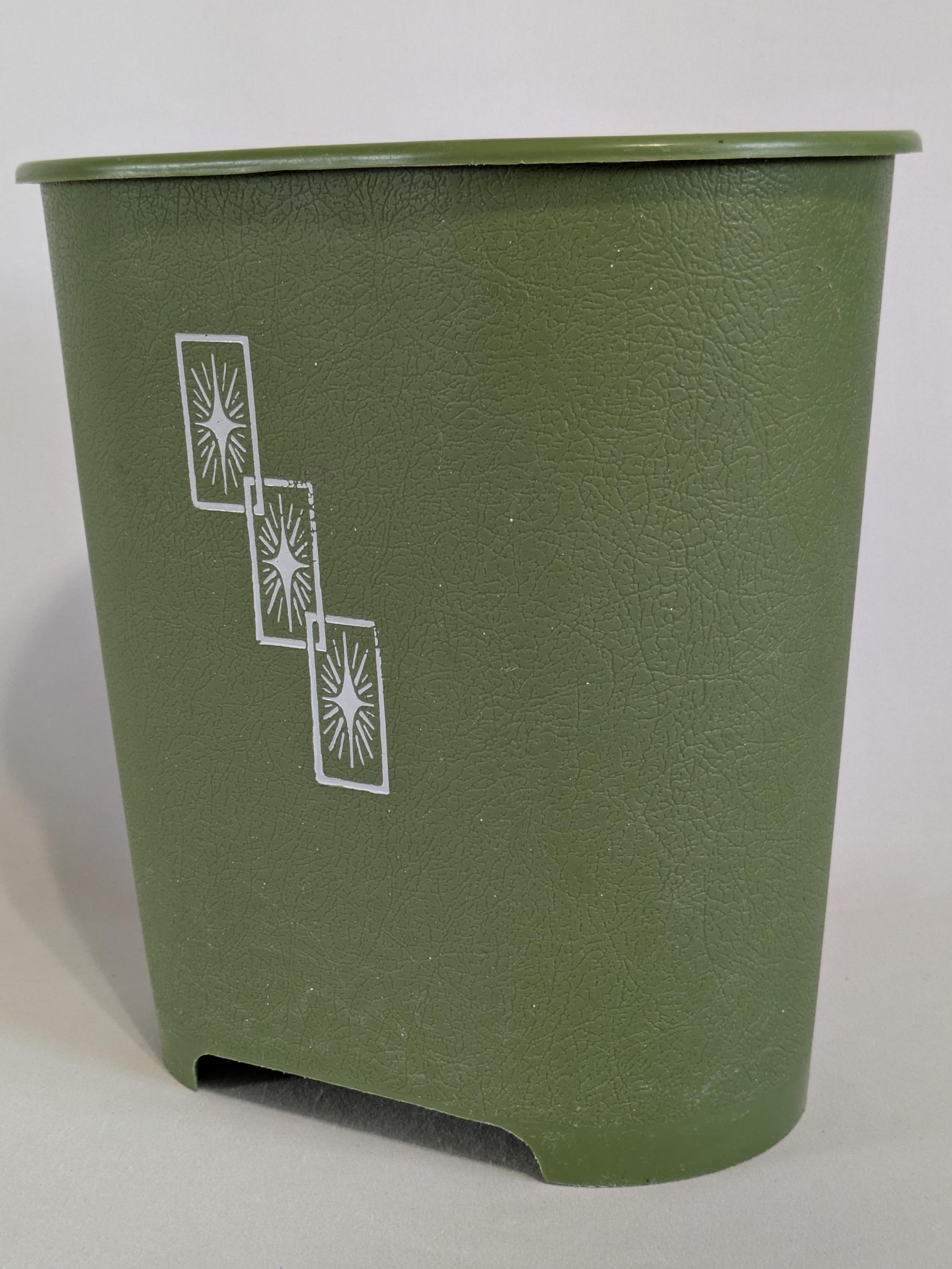 Wastebasket, Green, Atomic, Starburst, Plastic, MCM, Bathroom, Powder ...