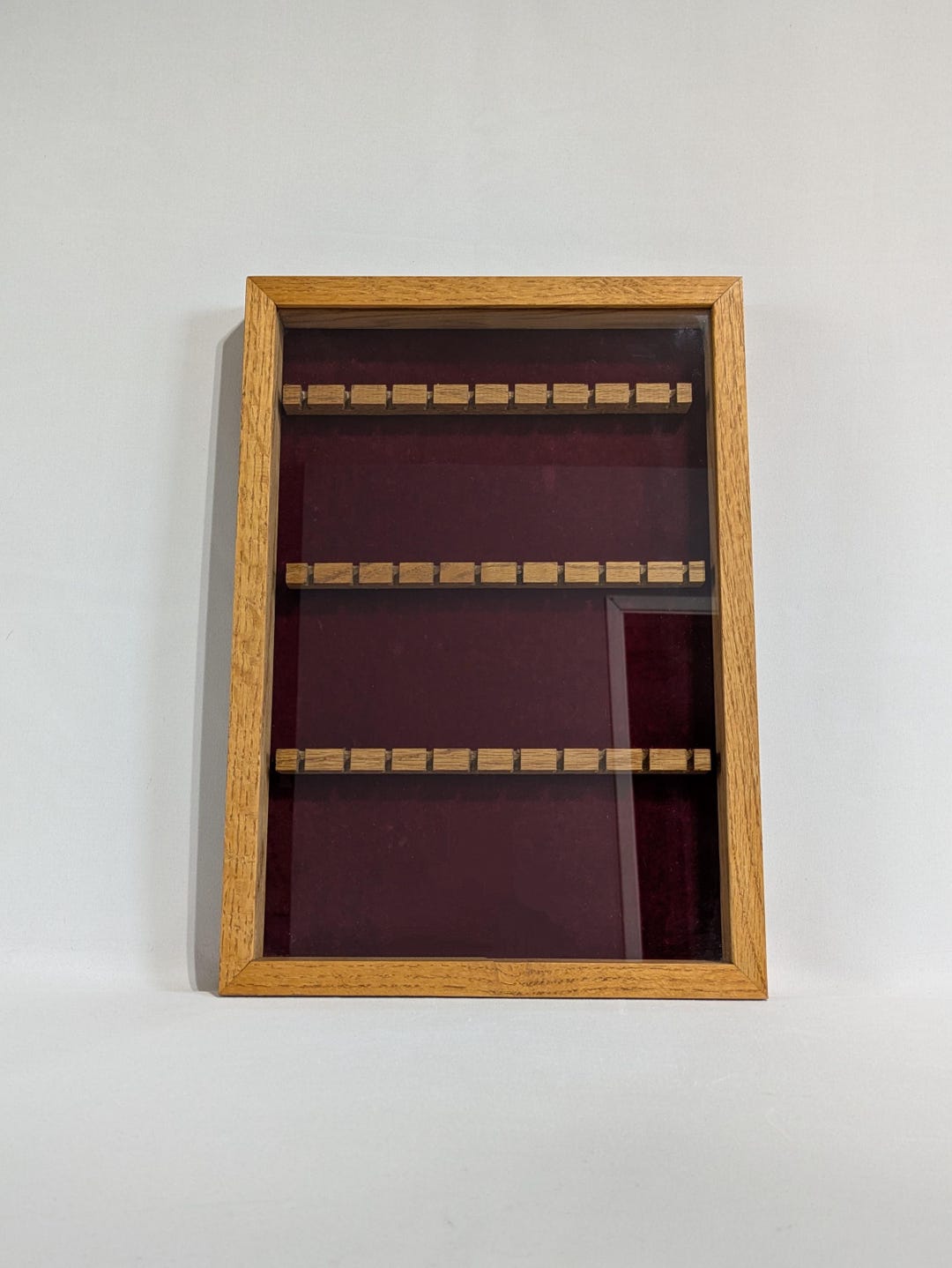 Wall-mounted Display Case, Souvenirs, Wood, Velvet, Spoons, Forks, 30 ...