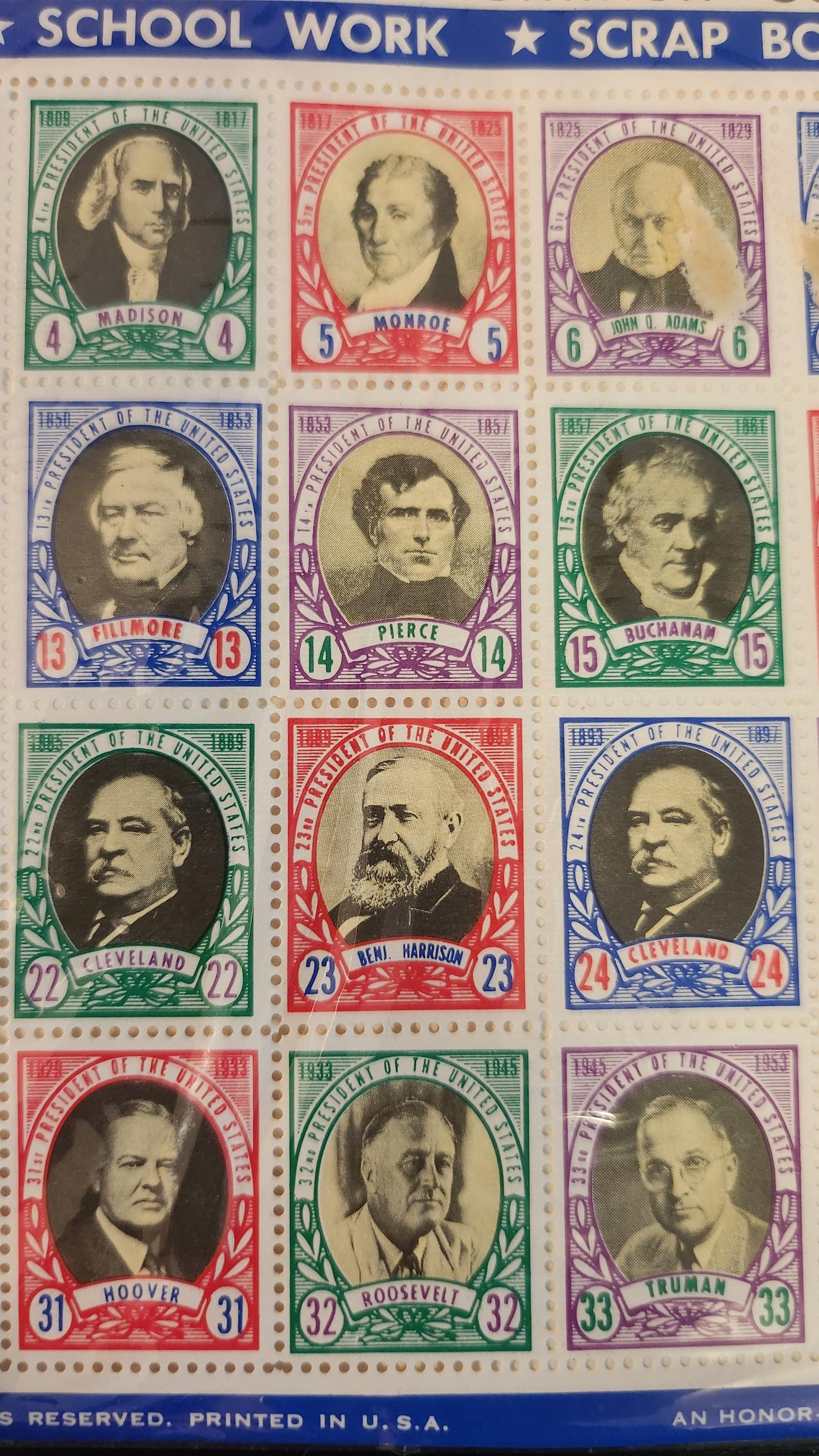 Presidents of the United States Stamp Collection. Vintage, 1960s ...