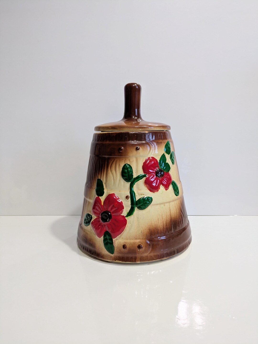 Butter Churn Cookie Jar, Ceramic, Mccoy Pottery, Floral, Hand Painted ...