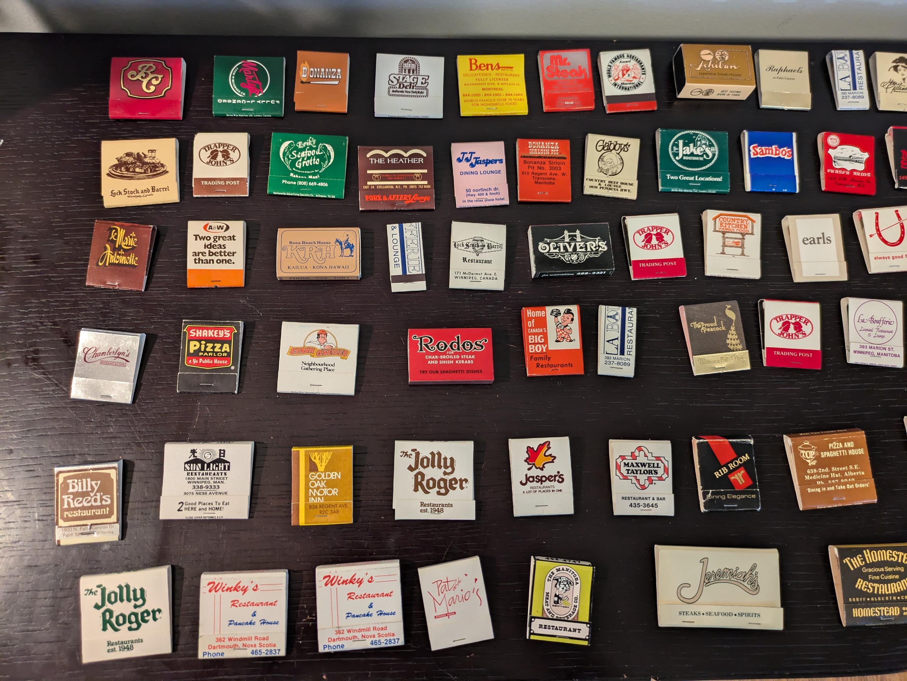 Vintage Matches. Restaurants and Diners Collection, 60s, 70s, 80s, 90s ...
