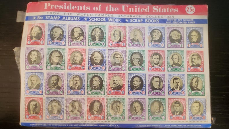 Presidents of the United States Stamp Collection. Vintage, 1960s ...