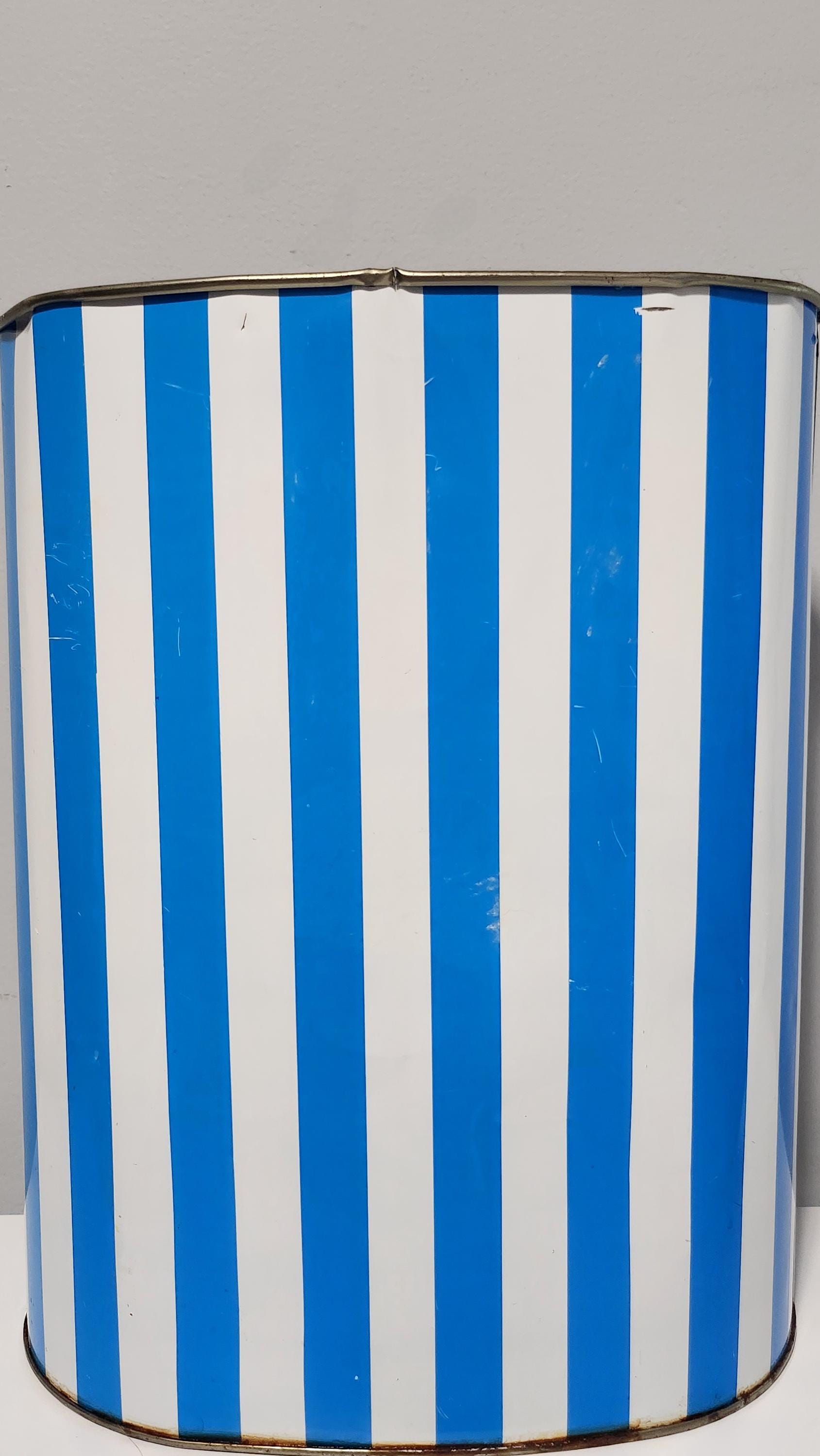 Garfield Garbage Can, Vintage, 1978, Jim Davis, Blue and White Stripes ...