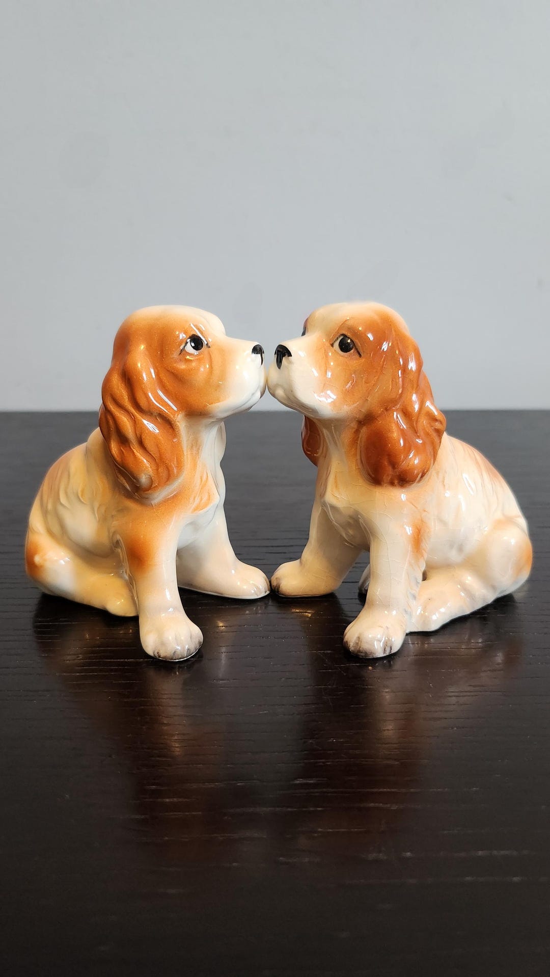 Cocker Spaniel Figurines, Vintage, Pair, Hand Painted, Glazed Ceramic ...