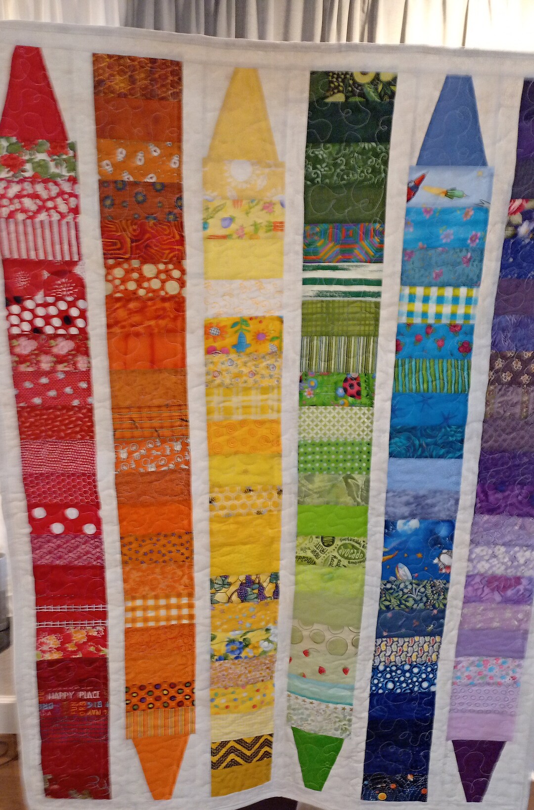 Rainbow Crayon Baby Quilt: Gender Neutral Crib Blanket (34" X 47") - Etsy