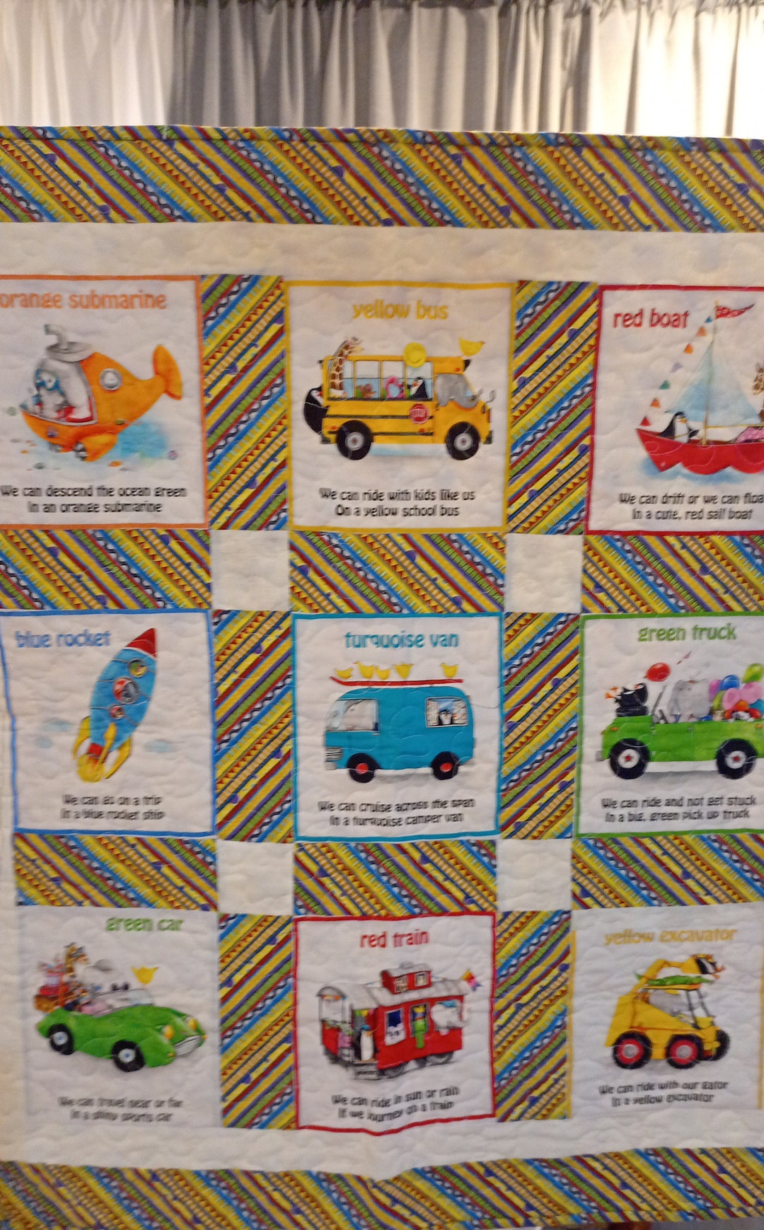 Transportation Baby Quilt: Cars, Trucks, Planes, Ships - Etsy
