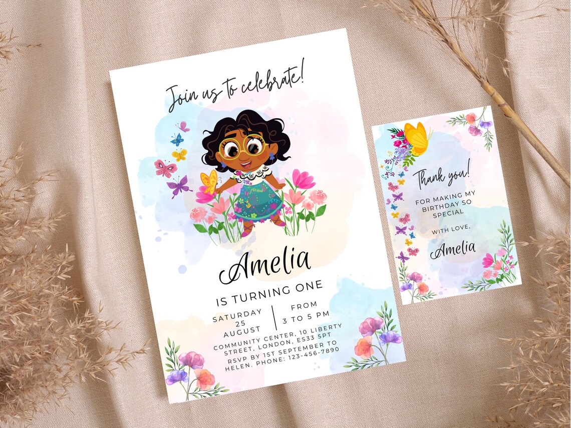 Editable Encanto 1st Birthday Invitation, Personalised Encanto Party ...