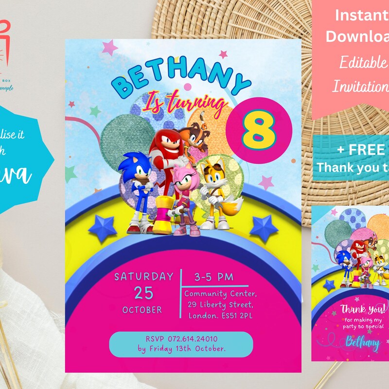 Sonic the Hedgehog Birthday Invitation - Etsy
