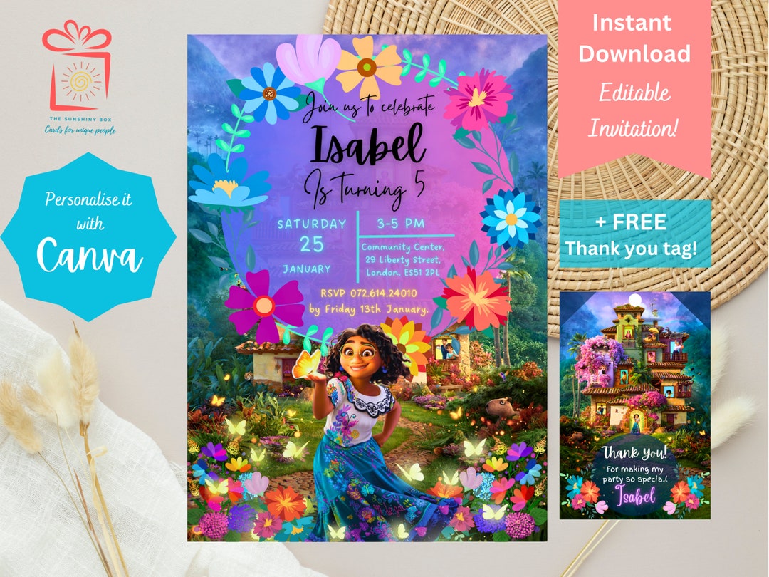 Encanto Editable Birthday Party Invitation, Personalised Encanto ...