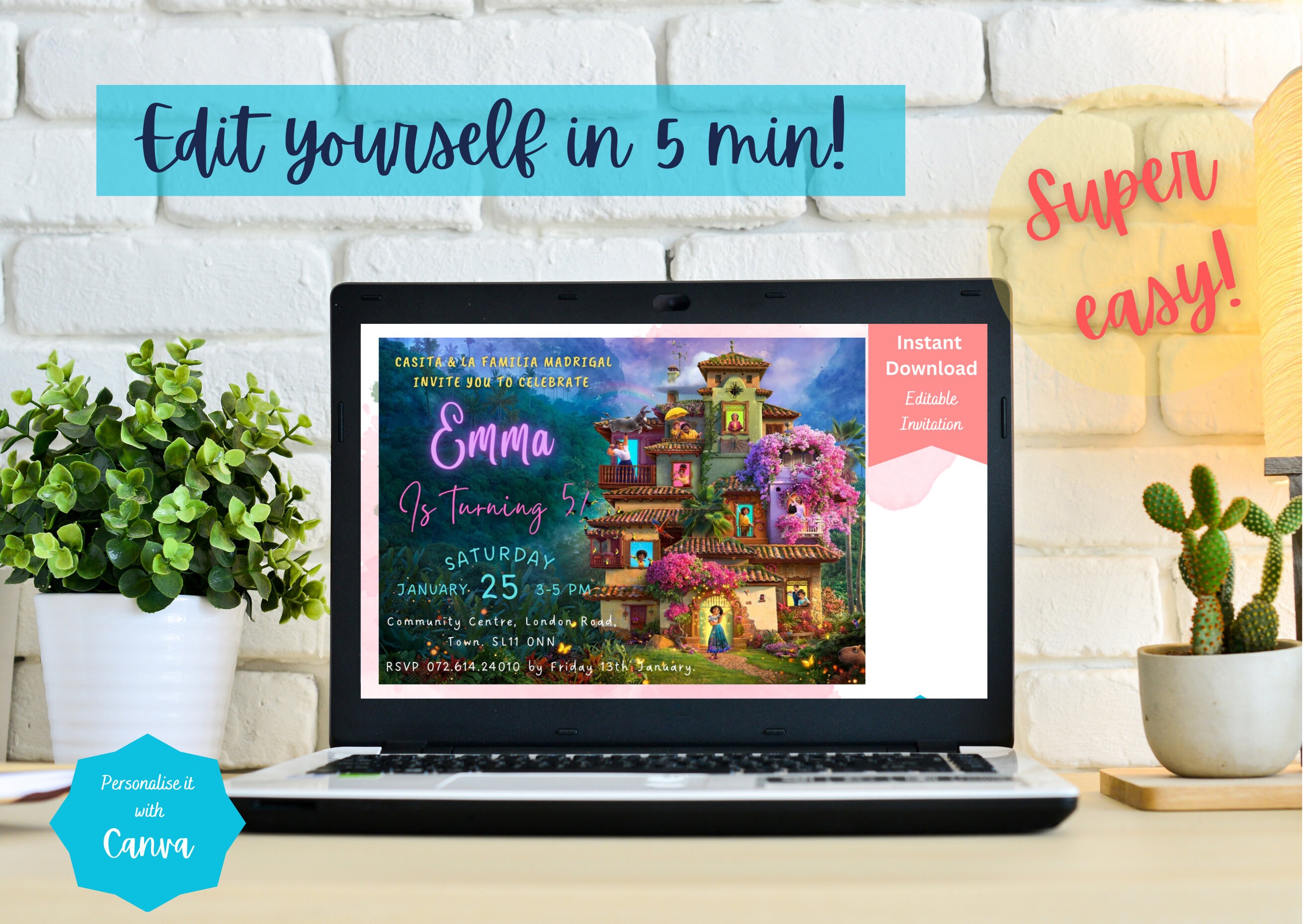 Editable Encanto Birthday Party Invitation, Personalised Encanto ...