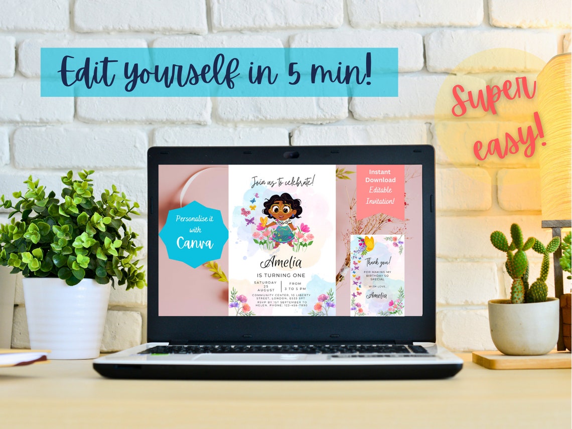 Editable Encanto 1st Birthday Invitation, Personalised Encanto Party ...