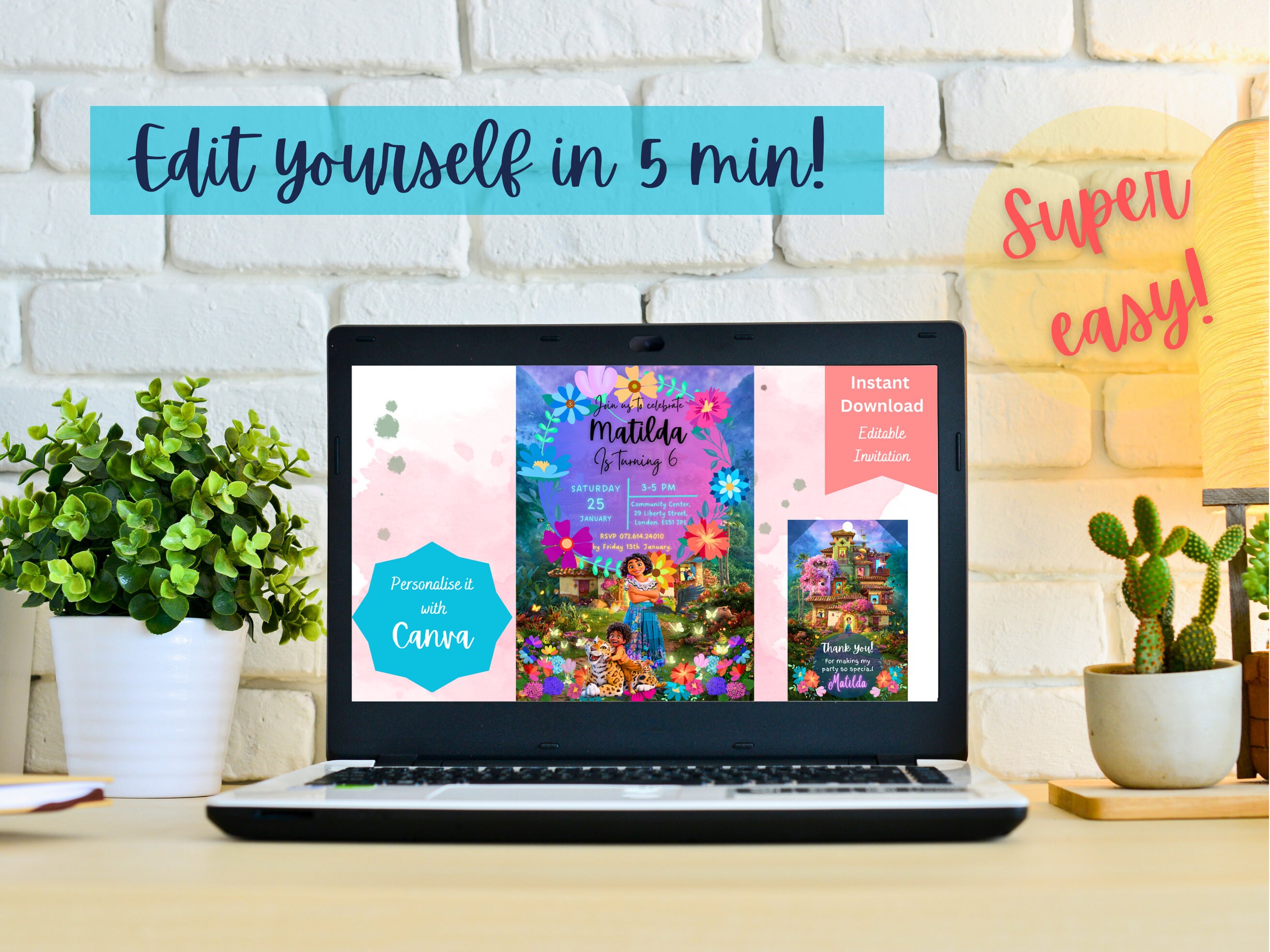 Editable Encanto Birthday Invitation, Personalised Encanto Party ...