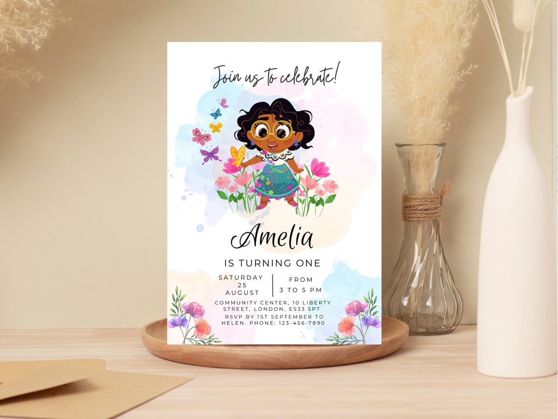 Editable Encanto 1st Birthday Invitation, Personalised Encanto Party ...
