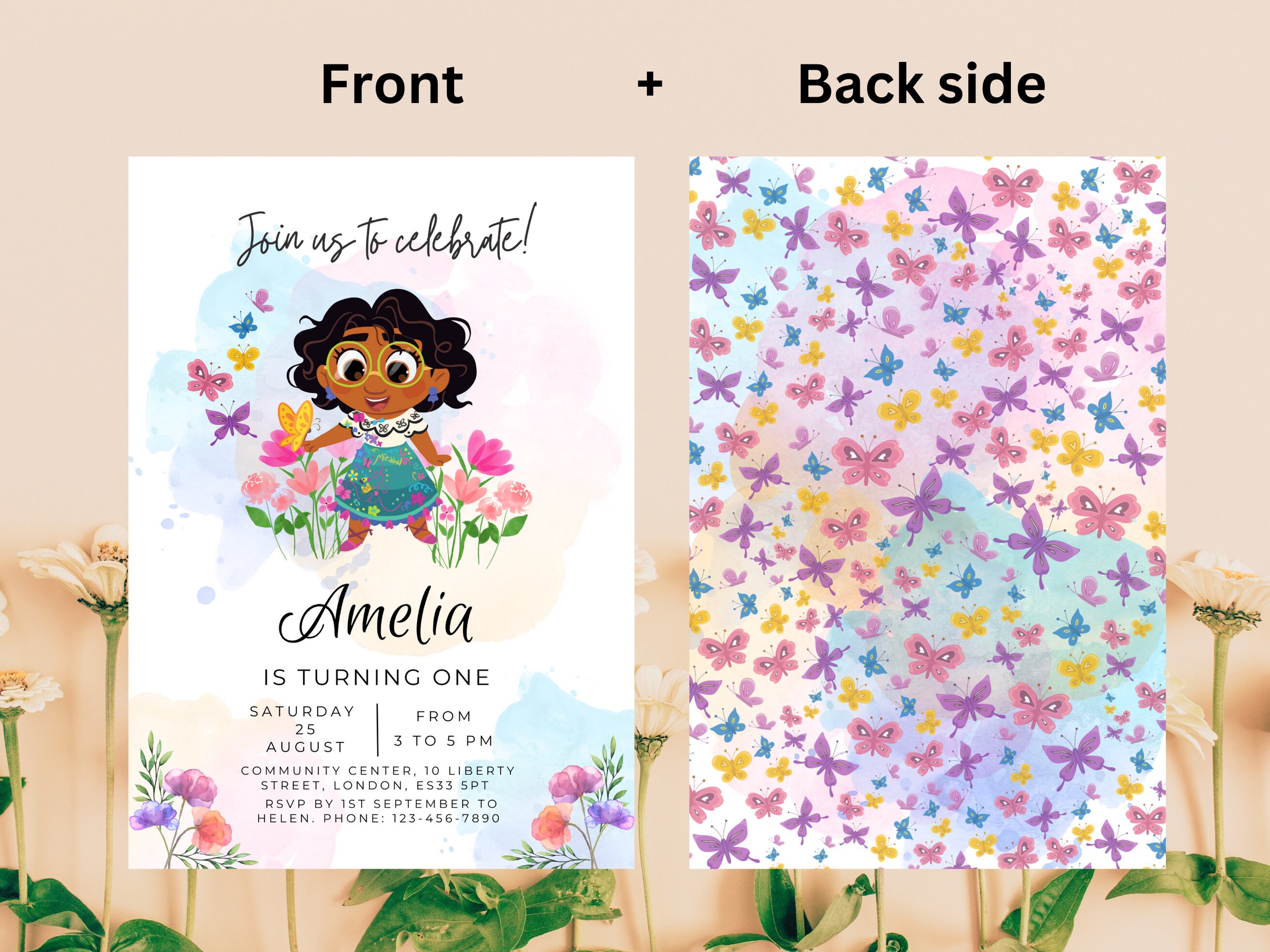 Encanto 1st Birthday Invitation, Mirabel, Butterfly (canva Template) - Etsy