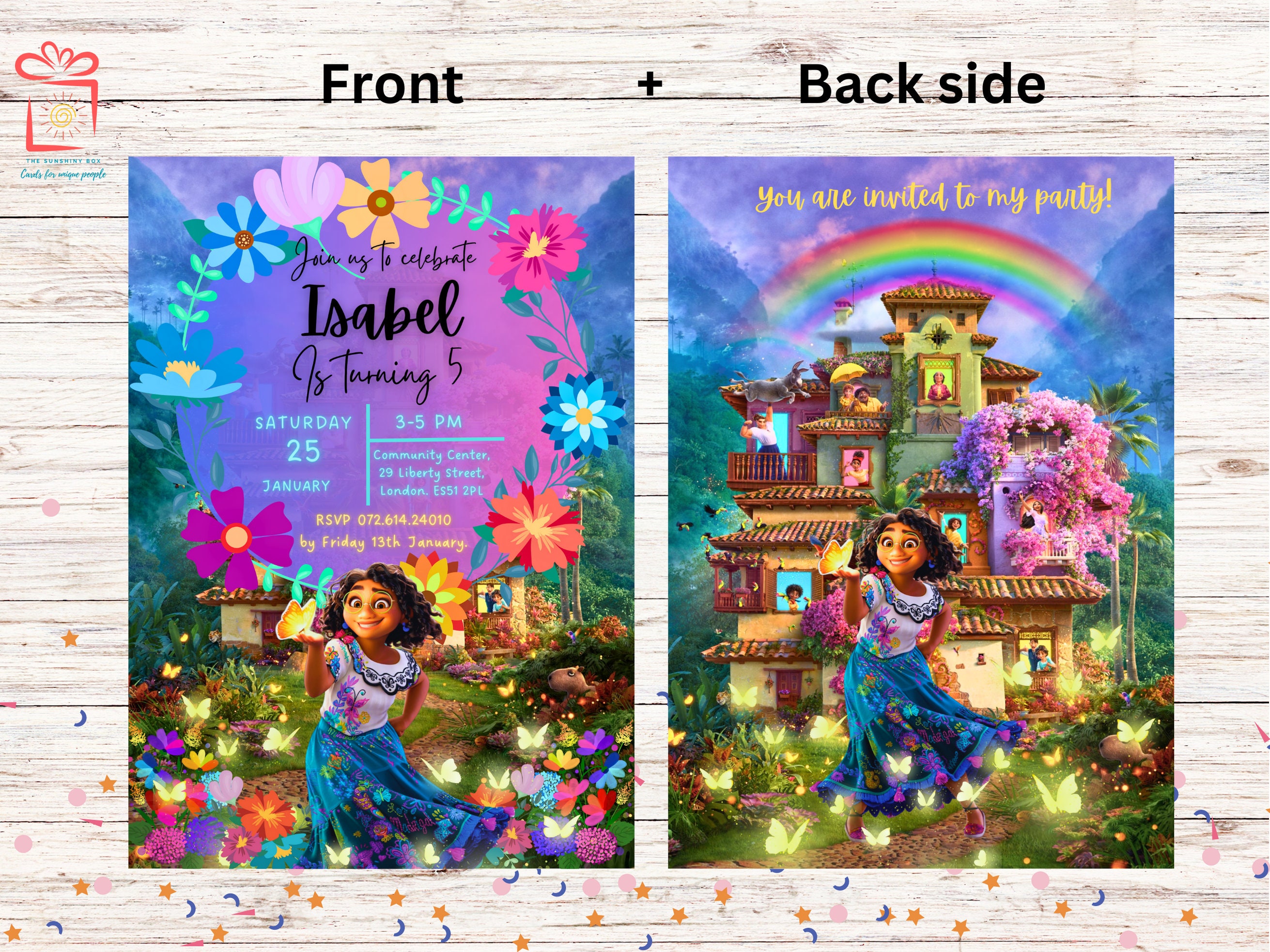 Encanto Birthday Party Invitation, Mirabel, Butterfly (canva Template ...