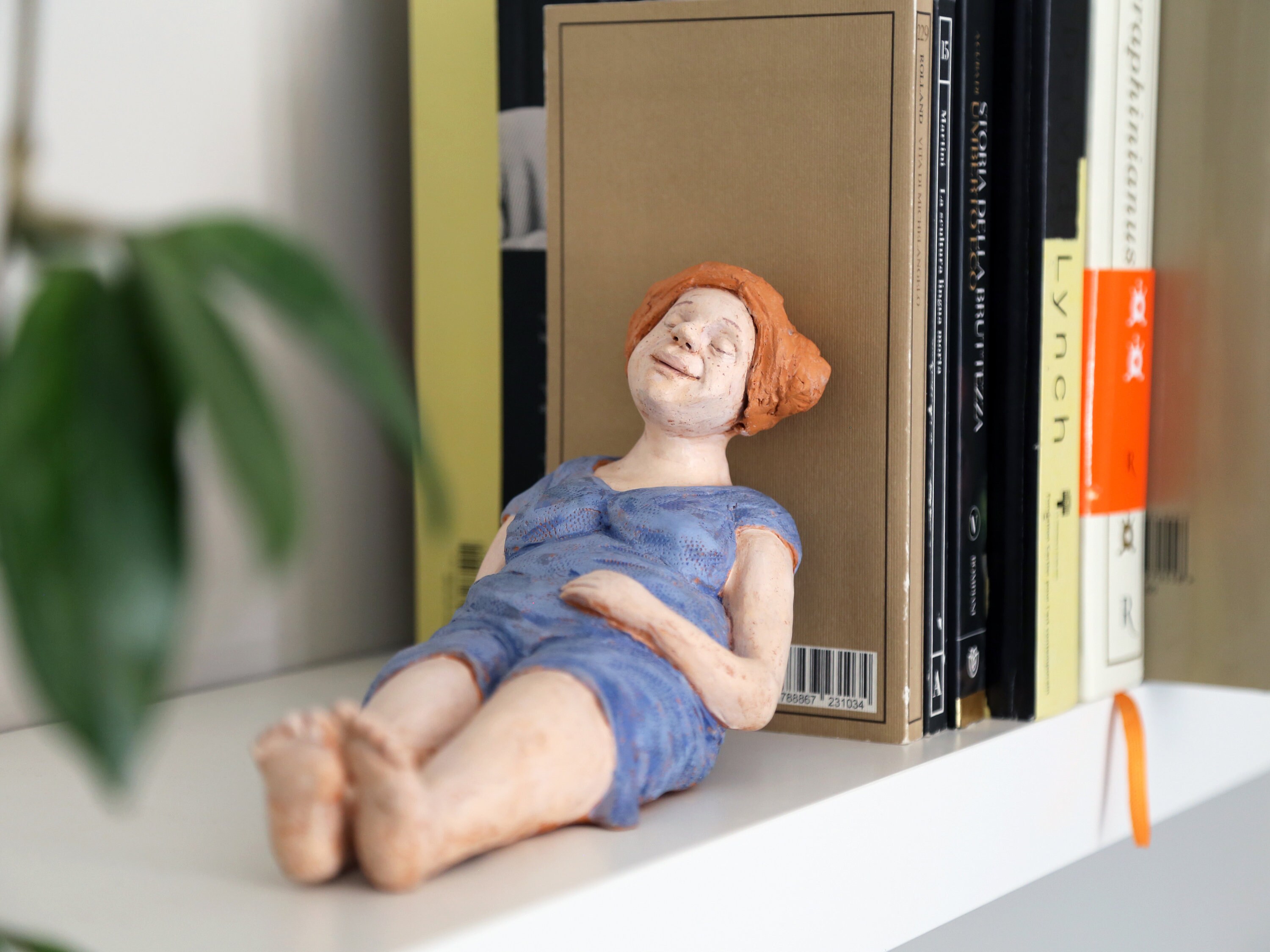 Ceramic Sculpture, Book Holder, Small Artwork, Library Decor, Shelf ...