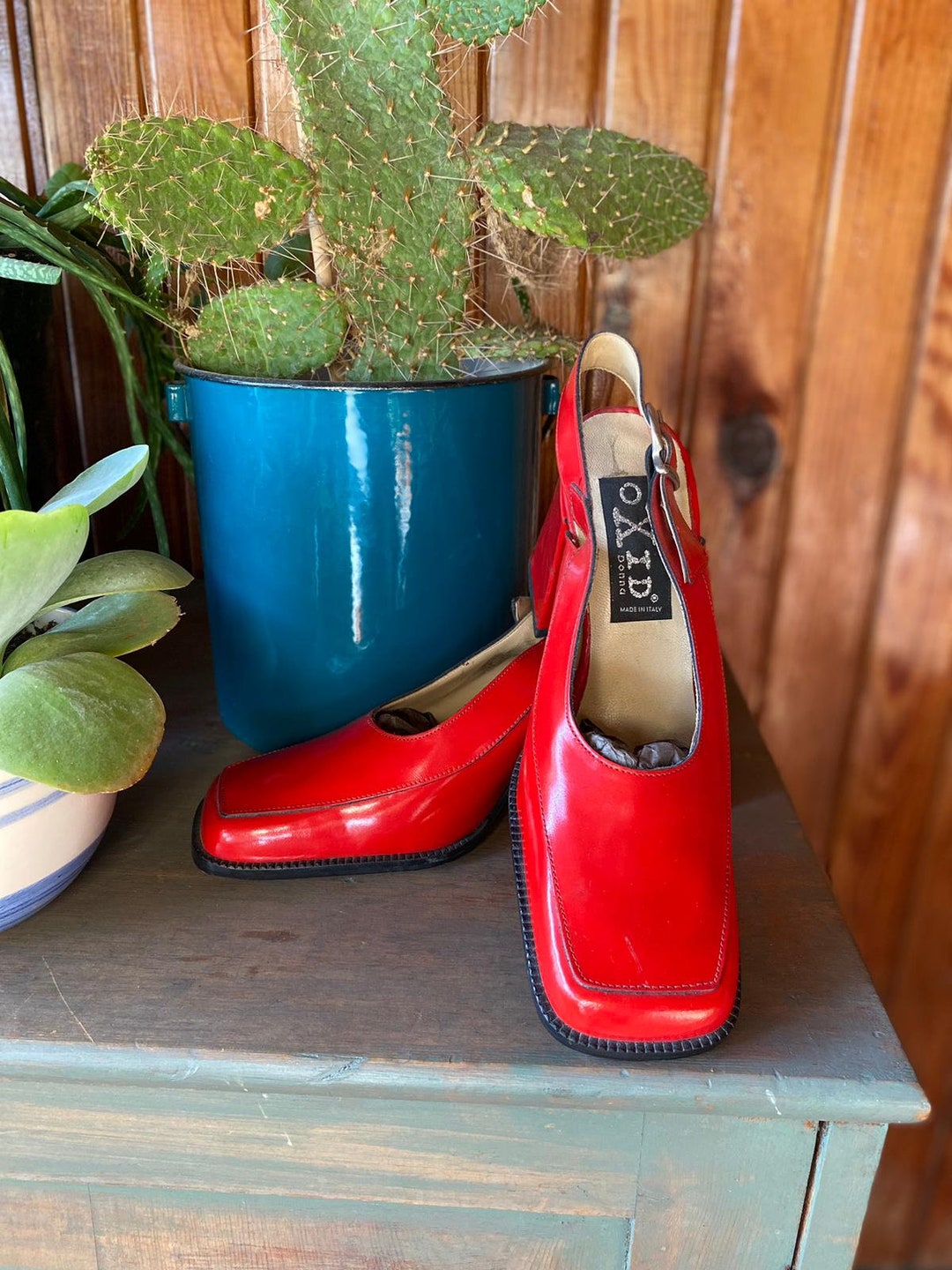 1970s Bright Red Patent Leather High Heels/ Made in Italy/ - Etsy