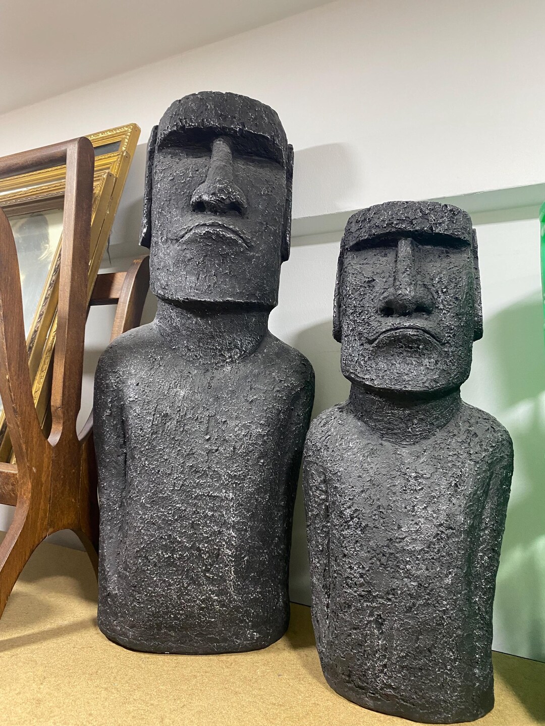 Moai Head Statue 23x18x56 Cm Black, Figurine, Statue, Replica ...