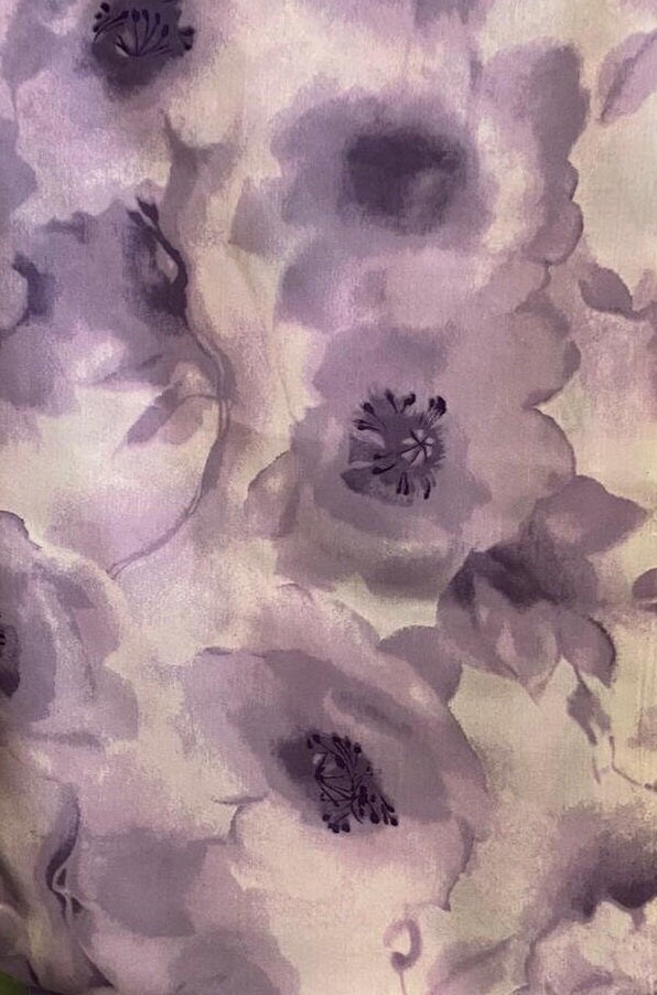1990s Vintage Siphon Fabric/ Lilac Floral Pattern 5 Meters - Etsy