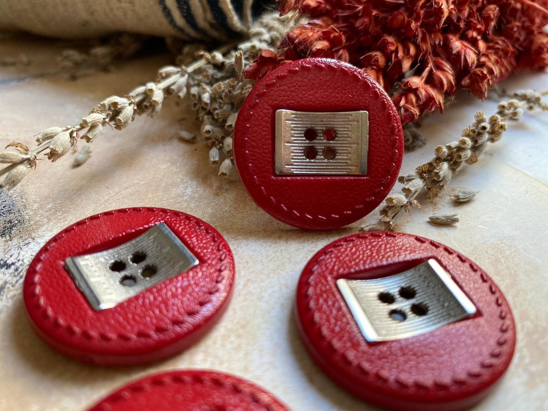 1960s Vintage Red-metal Buttons Set of 4 - Etsy