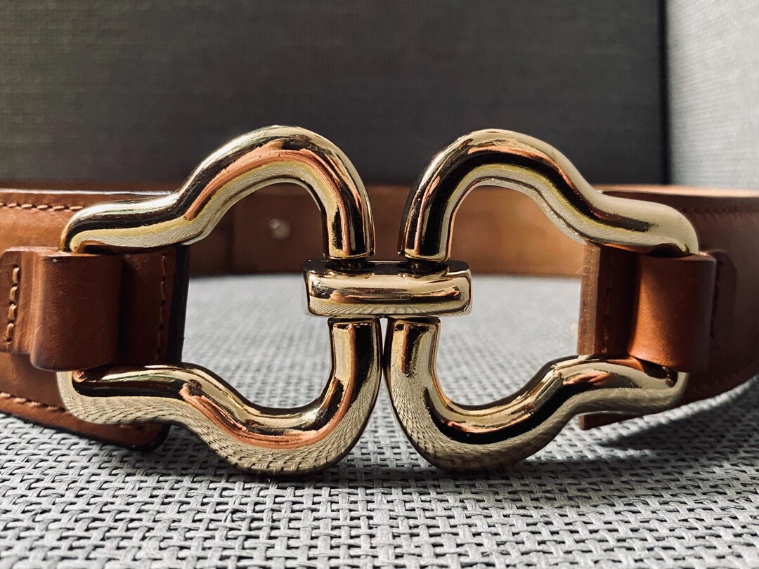 Max Mara Brown High-waist Leather Belt/brown Leather Belt/max Mara 90s ...