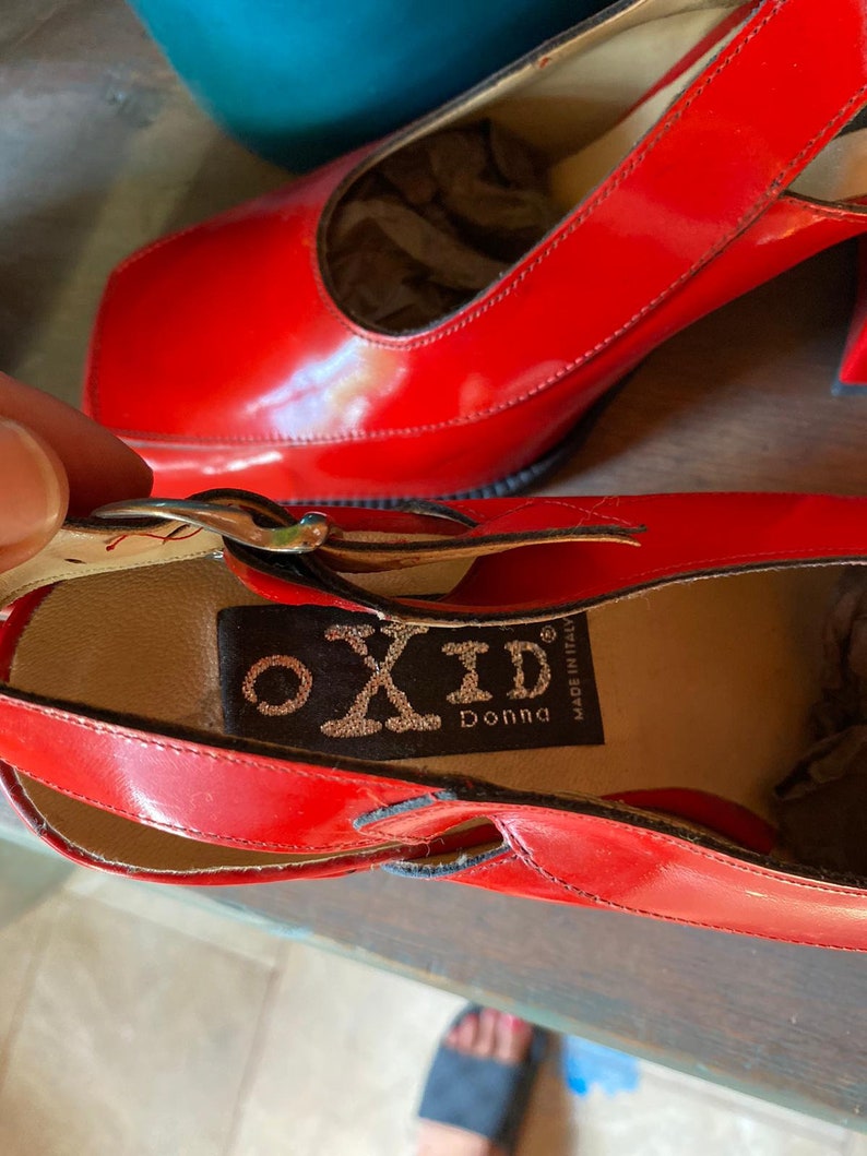 1970s Bright Red Patent Leather High Heels/ Made in Italy/ - Etsy